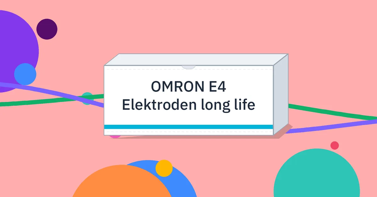 Symbolbild: Packung mit der Aufschrift OMRON E4 Elektroden long life (PZN 02757492) – Verfügbarkeit und Bezug in Apotheken in Frankfurt am Main