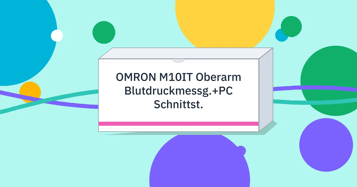 Symbolbild: Packung mit der Aufschrift OMRON M10IT Oberarm Blutdruckmessg.+PC Schnittst. (PZN 06889279) – Verfügbarkeit und Bezug in Apotheken in Frankfurt am Main