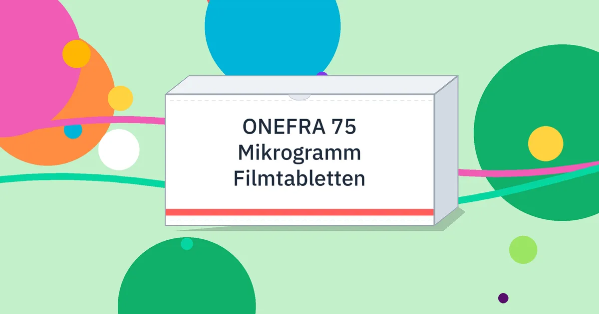 Symbolbild: Packung mit der Aufschrift ONEFRA 75 Mikrogramm Filmtabletten (PZN 18117122) – Verfügbarkeit und Bezug in Apotheken in Frankfurt am Main