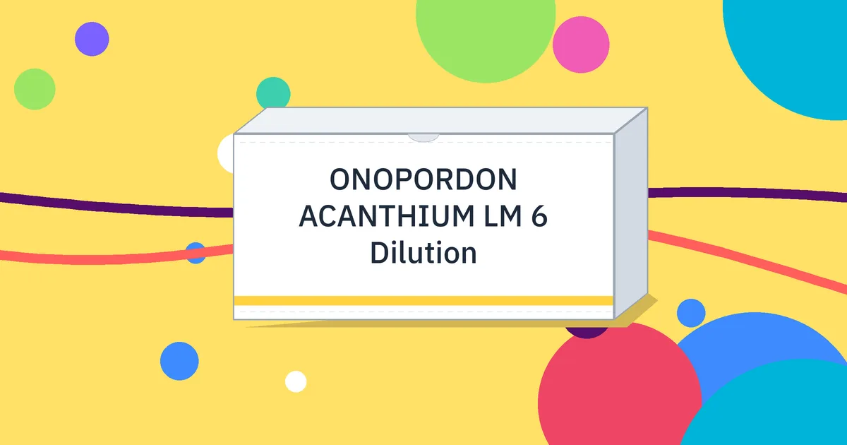 Symbolbild: Packung mit der Aufschrift ONOPORDON ACANTHIUM LM 6 Dilution (PZN 13626095) – Verfügbarkeit und Bezug in Apotheken in Frankfurt am Main