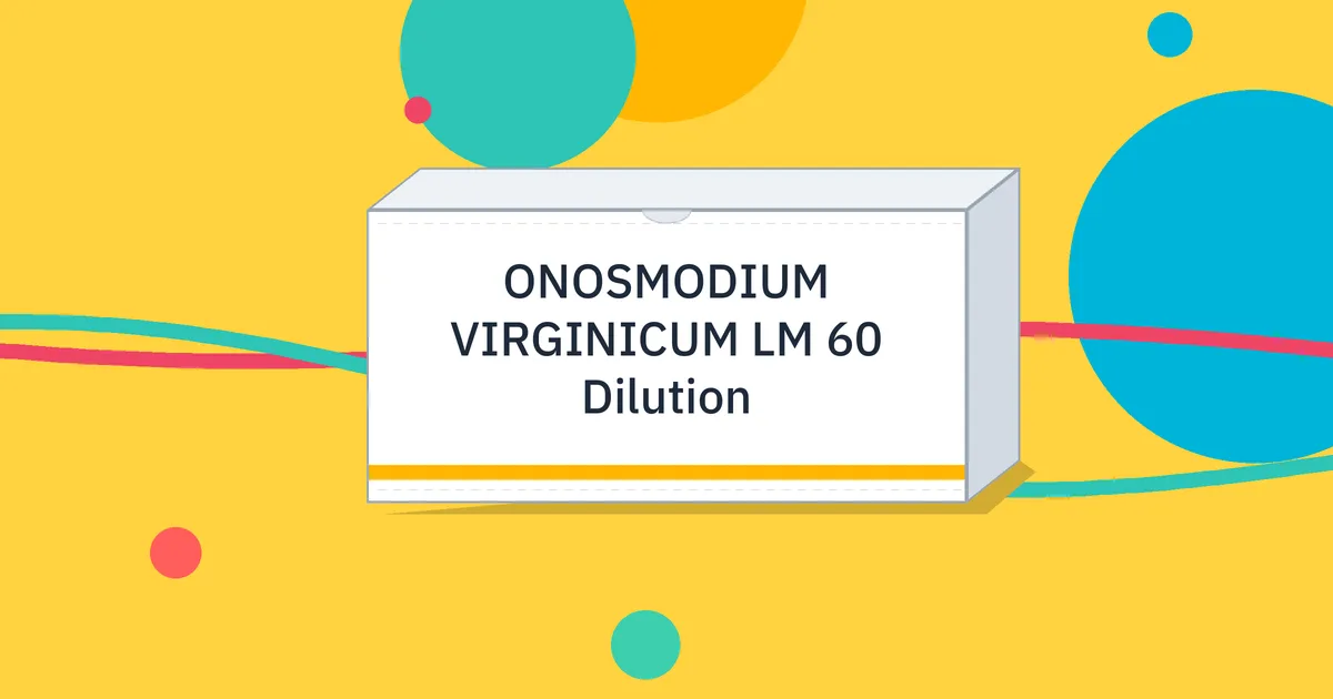 Symbolbild: Packung mit der Aufschrift ONOSMODIUM VIRGINICUM LM 60 Dilution (PZN 13626882) – Verfügbarkeit und Bezug in Apotheken in Frankfurt am Main