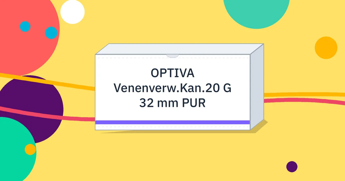 Symbolbild: Packung mit der Aufschrift OPTIVA Venenverw.Kan.20 G 32 mm PUR (PZN 00931448) – Verfügbarkeit und Bezug in Apotheken in Frankfurt am Main