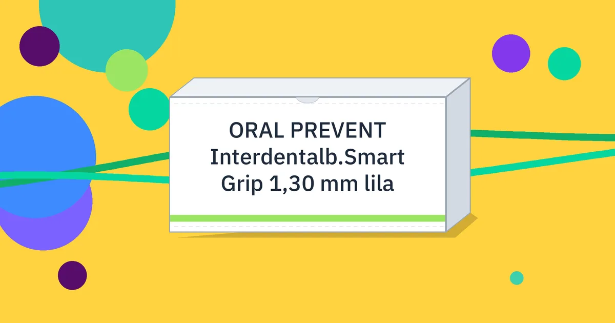 Symbolbild: Packung mit der Aufschrift ORAL PREVENT Interdentalb.Smart Grip 1,30 mm lila (PZN 10216617) – Verfügbarkeit und Bezug in Apotheken in Frankfurt am Main
