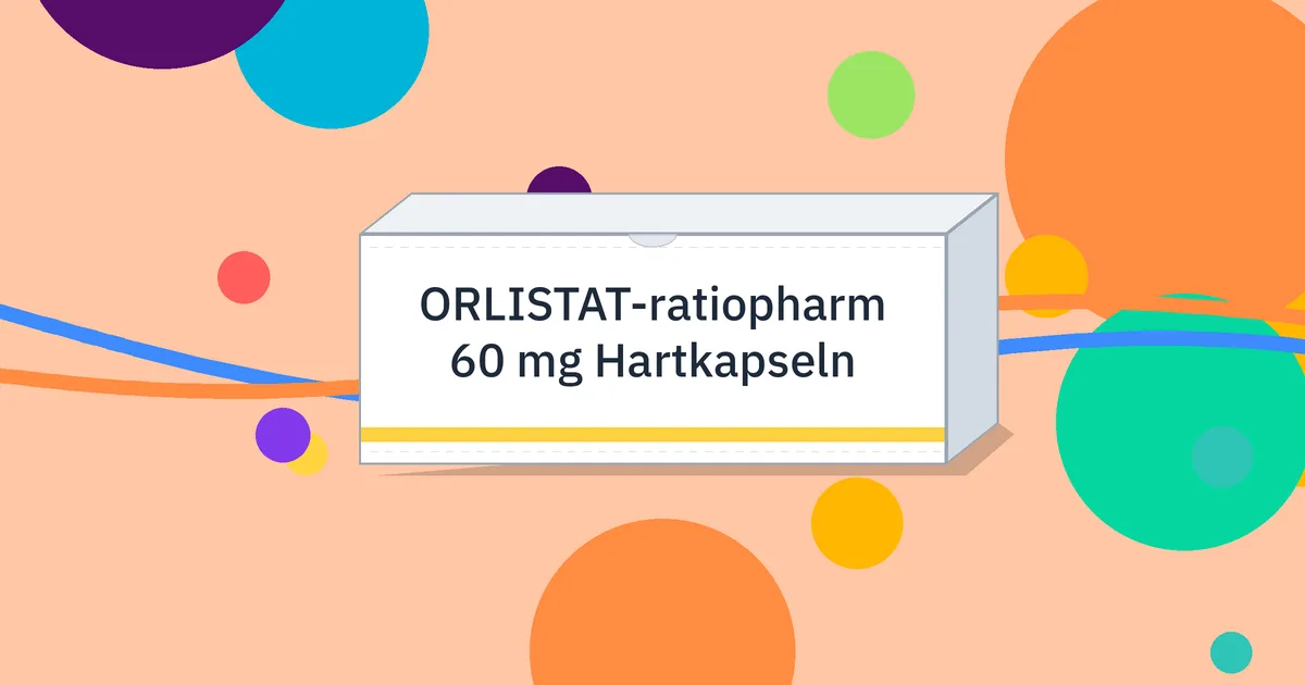 Symbolbild: Packung mit der Aufschrift ORLISTAT-ratiopharm 60 mg Hartkapseln (PZN 08845406) – Verfügbarkeit und Bezug in Apotheken in Frankfurt am Main