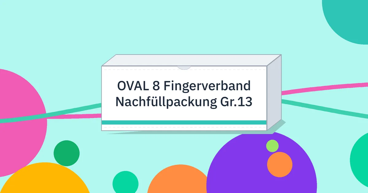 Symbolbild: Packung mit der Aufschrift OVAL 8 Fingerverband Nachfüllpackung Gr.13 (PZN 06711297) – Verfügbarkeit und Bezug in Apotheken in Frankfurt am Main