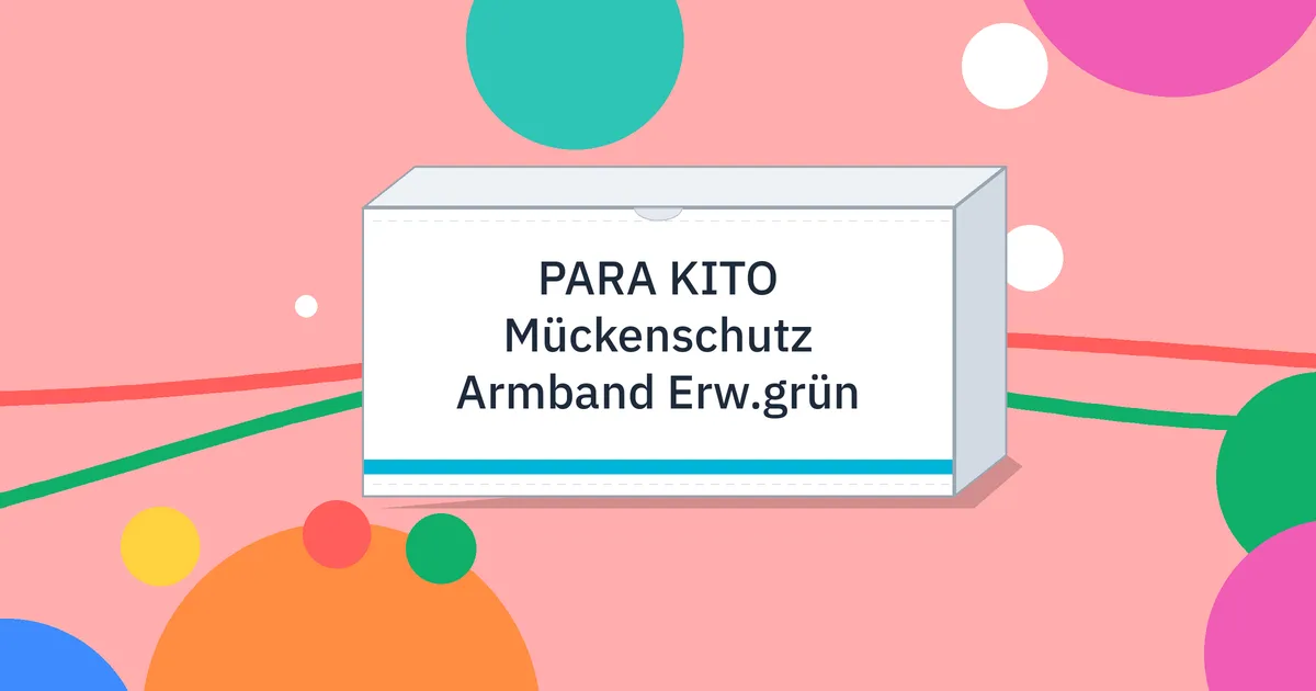 Symbolbild: Packung mit der Aufschrift PARA KITO Mückenschutz Armband Erw.grün (PZN 19164508) – Verfügbarkeit und Bezug in Apotheken in Frankfurt am Main