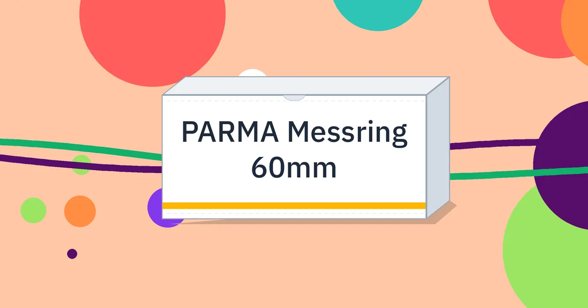 Symbolbild: Packung mit der Aufschrift PARMA Messring 60mm (PZN 01734773) – Verfügbarkeit und Bezug in Apotheken in Frankfurt am Main
