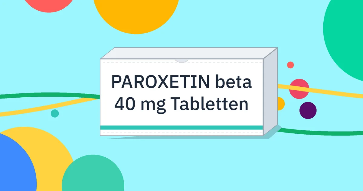 Symbolbild: Packung mit der Aufschrift PAROXETIN beta 40 mg Tabletten (PZN 04787178) – Verfügbarkeit und Bezug in Apotheken in Frankfurt am Main