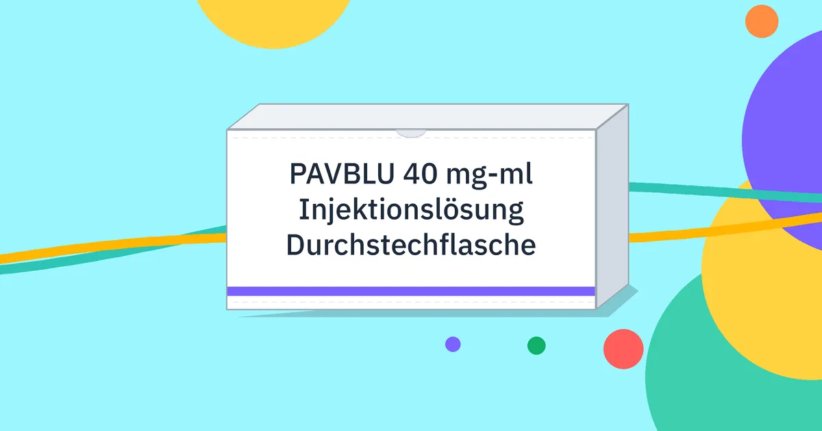 Symbolbild: Packung mit der Aufschrift PAVBLU 40 mg-ml Injektionslösung Durchstechflasche (PZN 19658038) – Verfügbarkeit und Bezug in Apotheken in Frankfurt am Main
