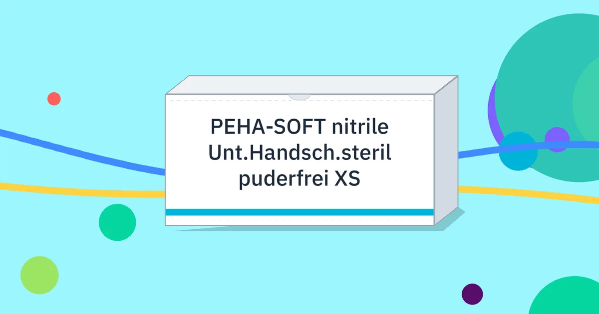 Symbolbild: Packung mit der Aufschrift PEHA-SOFT nitrile Unt.Handsch.steril puderfrei XS (PZN 19770189) – Verfügbarkeit und Bezug in Apotheken in Frankfurt am Main