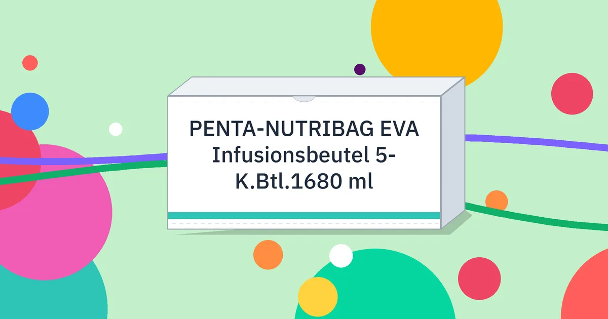 Symbolbild: Packung mit der Aufschrift PENTA-NUTRIBAG EVA Infusionsbeutel 5-K.Btl.1680 ml (PZN 18783356) – Verfügbarkeit und Bezug in Apotheken in Frankfurt am Main