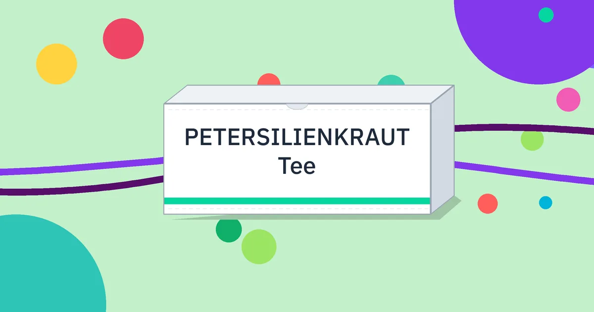 Symbolbild: Packung mit der Aufschrift PETERSILIENKRAUT Tee (PZN 18301127) – Verfügbarkeit und Bezug in Apotheken in Frankfurt am Main