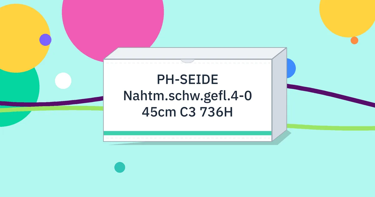 Symbolbild: Packung mit der Aufschrift PH-SEIDE Nahtm.schw.gefl.4-0 45cm C3 736H (PZN 16392781) – Verfügbarkeit und Bezug in Apotheken in Frankfurt am Main