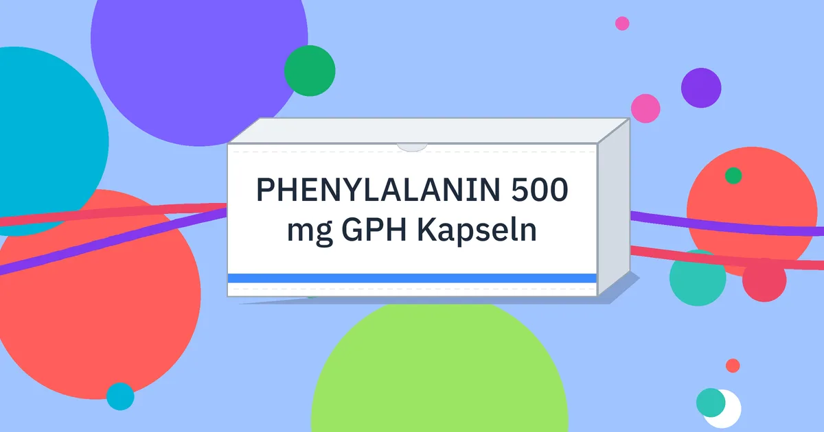 Symbolbild: Packung mit der Aufschrift PHENYLALANIN 500 mg GPH Kapseln (PZN 00128585) – Verfügbarkeit und Bezug in Apotheken in Frankfurt am Main