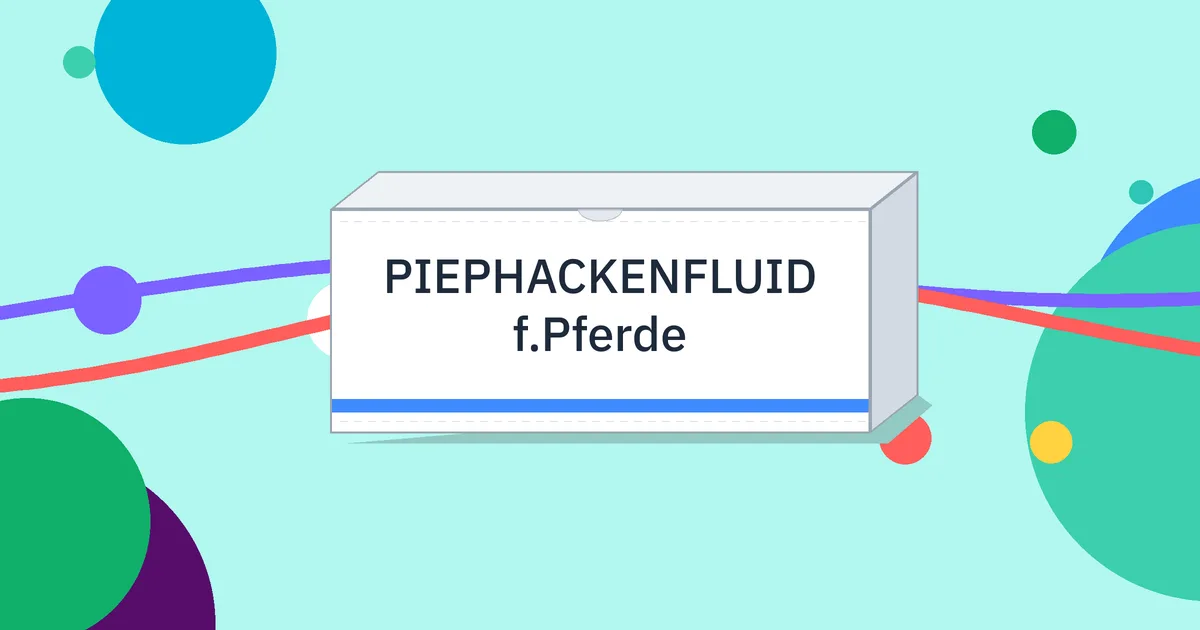 Symbolbild: Packung mit der Aufschrift PIEPHACKENFLUID f.Pferde (PZN 00722472) – Verfügbarkeit und Bezug in Apotheken in Frankfurt am Main
