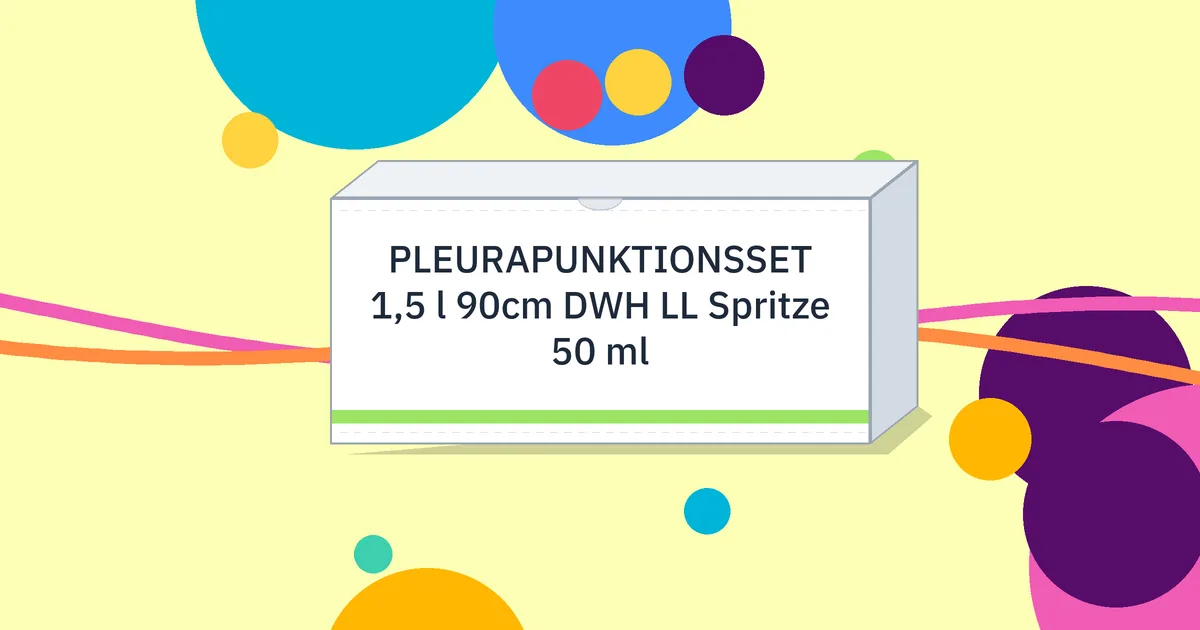 Symbolbild: Packung mit der Aufschrift PLEURAPUNKTIONSSET 1,5 l 90cm DWH LL Spritze 50 ml (PZN 17484290) – Verfügbarkeit und Bezug in Apotheken in Frankfurt am Main