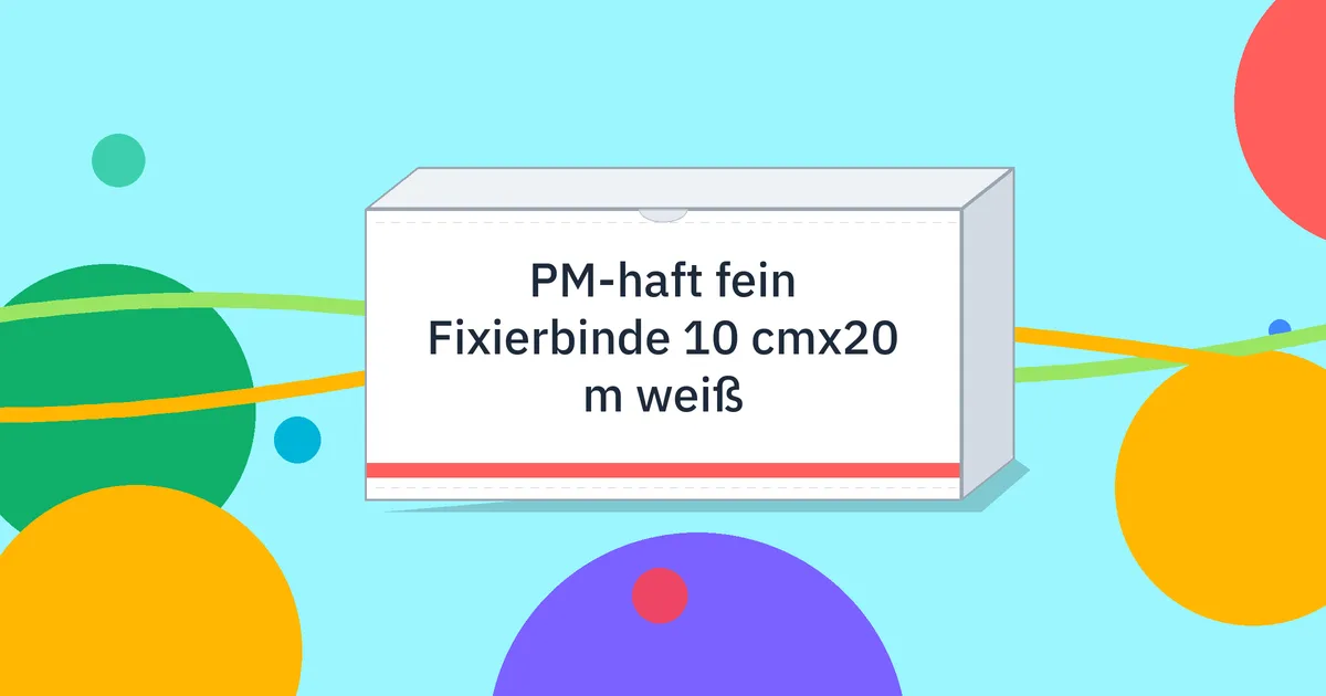 Symbolbild: Packung mit der Aufschrift PM-haft fein Fixierbinde 10 cmx20 m weiß (PZN 18845057) – Verfügbarkeit und Bezug in Apotheken in Frankfurt am Main
