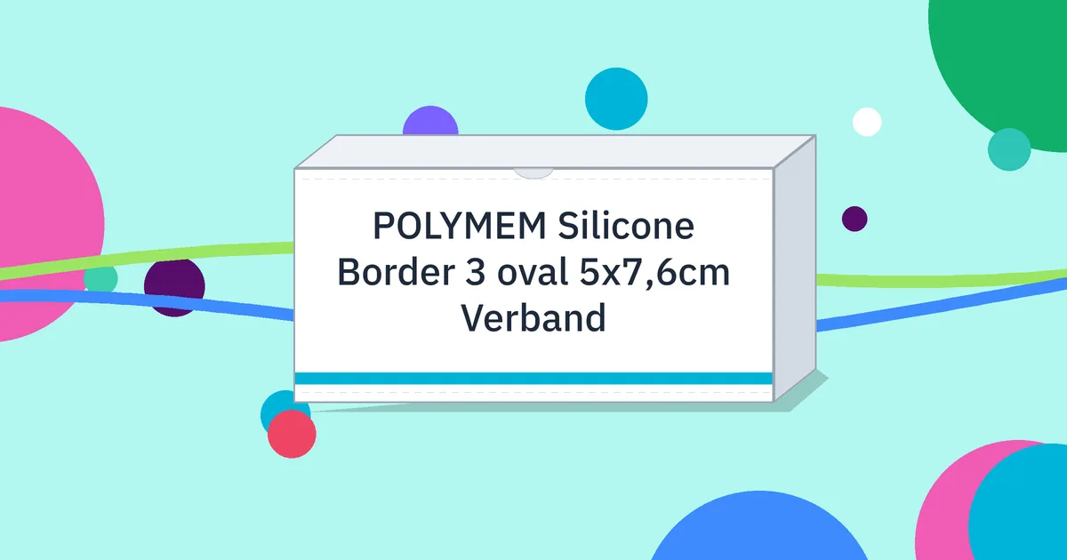 Symbolbild: Packung mit der Aufschrift POLYMEM Silicone Border 3 oval 5x7,6cm Verband (PZN 19100483) – Verfügbarkeit und Bezug in Apotheken in Frankfurt am Main