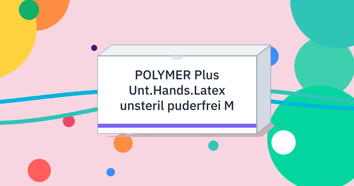 Symbolbild: Packung mit der Aufschrift POLYMER Plus Unt.Hands.Latex unsteril puderfrei M (PZN 15591811) – Verfügbarkeit und Bezug in Apotheken in Frankfurt am Main