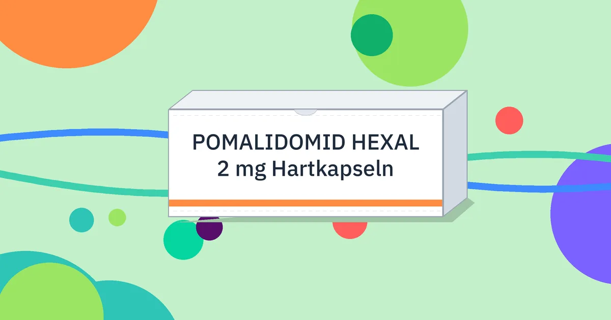 Symbolbild: Packung mit der Aufschrift POMALIDOMID HEXAL 2 mg Hartkapseln (PZN 19136423) – Verfügbarkeit und Bezug in Apotheken in Frankfurt am Main