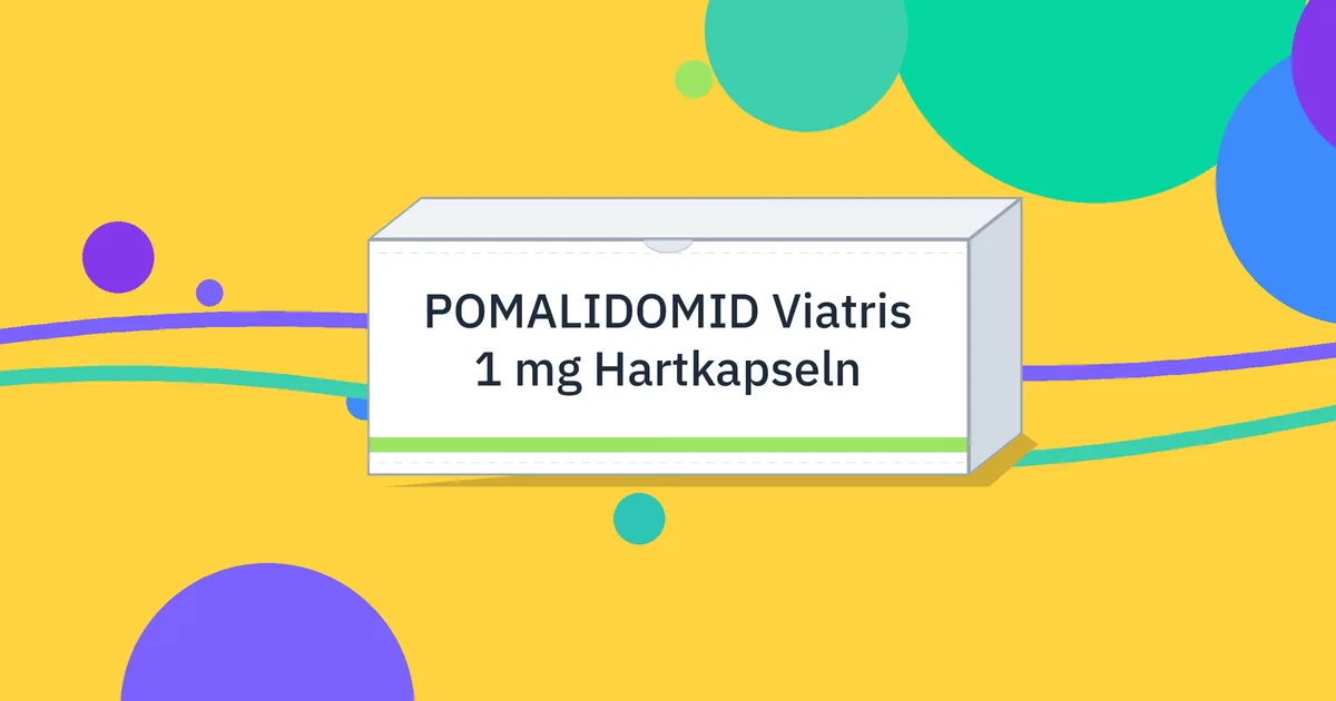 Symbolbild: Packung mit der Aufschrift POMALIDOMID Viatris 1 mg Hartkapseln (PZN 19139657) – Verfügbarkeit und Bezug in Apotheken in Frankfurt am Main