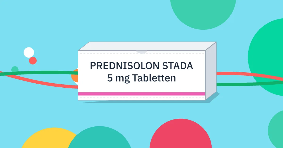 Symbolbild: Packung mit der Aufschrift PREDNISOLON STADA 5 mg Tabletten (PZN 07625849) – Verfügbarkeit und Bezug in Apotheken in Frankfurt am Main