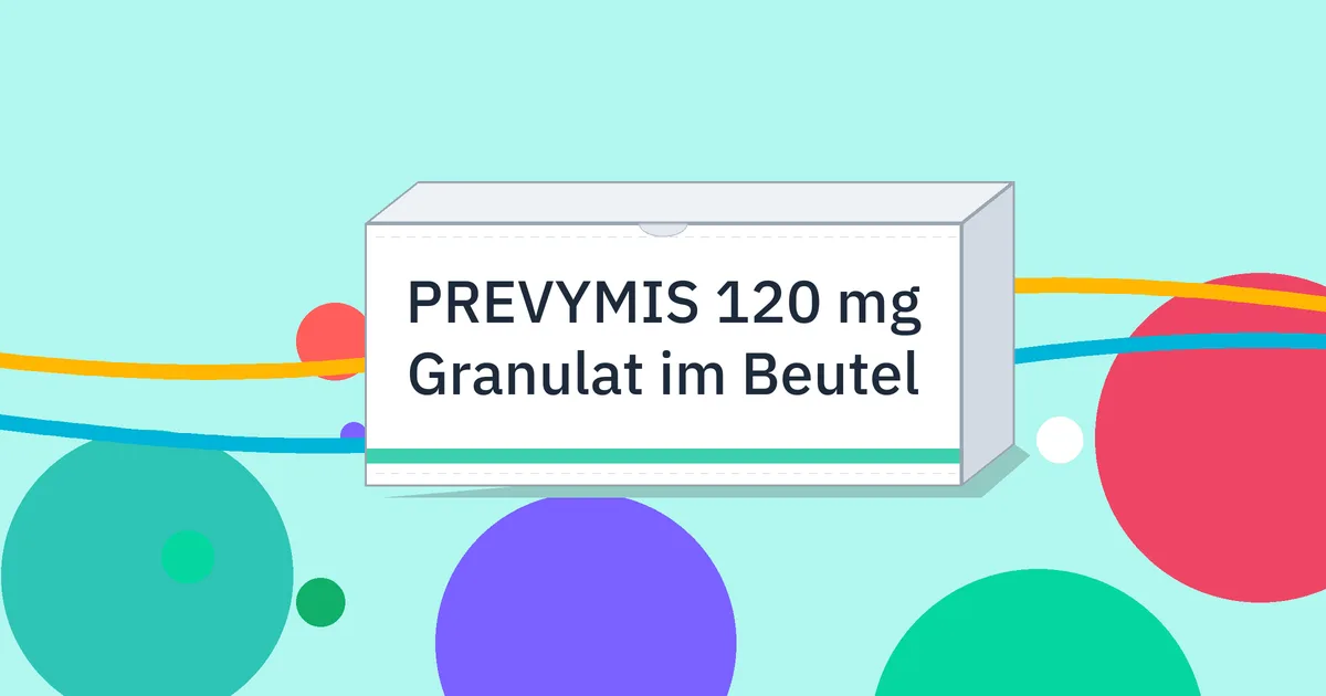 Symbolbild: Packung mit der Aufschrift PREVYMIS 120 mg Granulat im Beutel (PZN 19471558) – Verfügbarkeit und Bezug in Apotheken in Frankfurt am Main