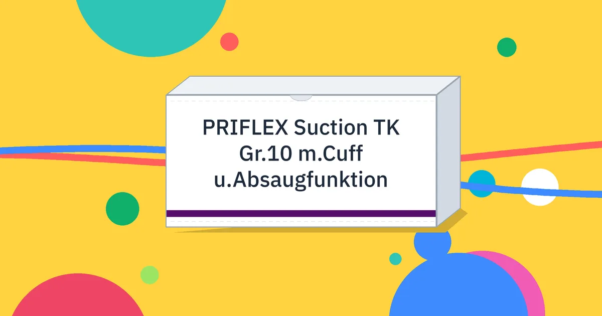 Symbolbild: Packung mit der Aufschrift PRIFLEX Suction TK Gr.10 m.Cuff u.Absaugfunktion (PZN 14369430) – Verfügbarkeit und Bezug in Apotheken in Frankfurt am Main