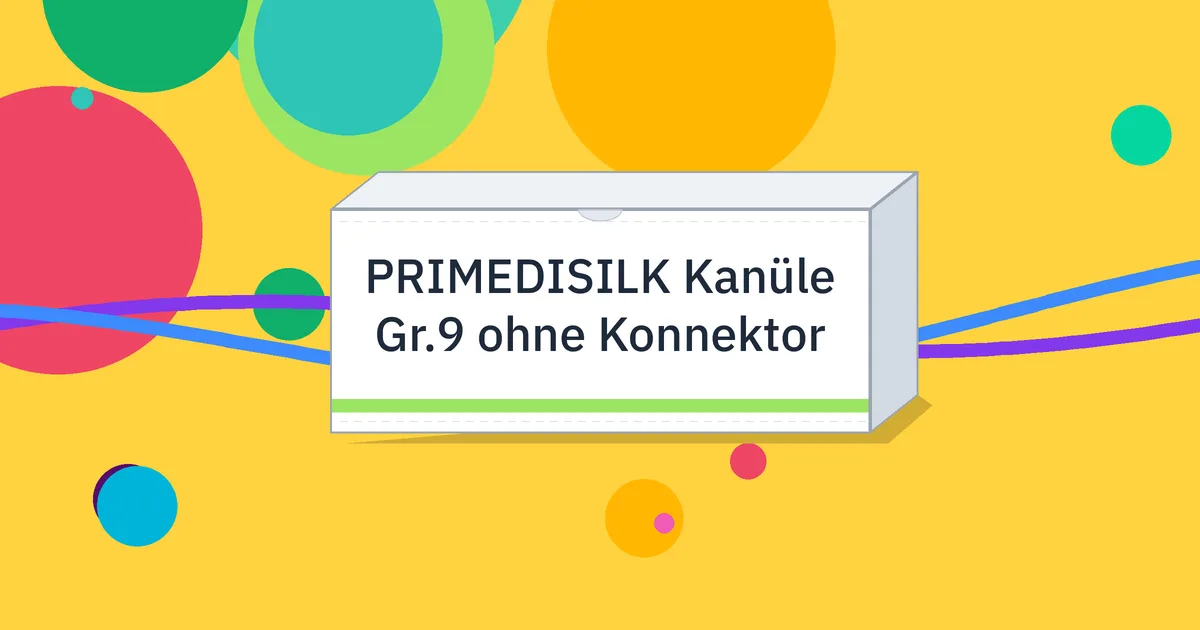 Symbolbild: Packung mit der Aufschrift PRIMEDISILK Kanüle Gr.9 ohne Konnektor (PZN 10355690) – Verfügbarkeit und Bezug in Apotheken in Frankfurt am Main