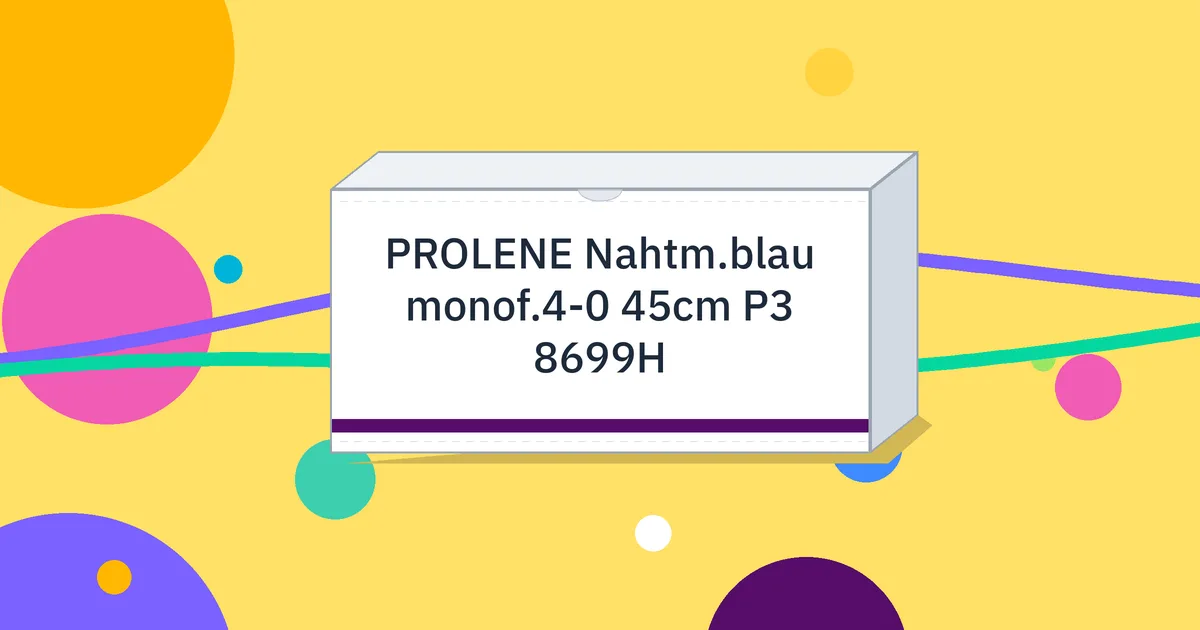 Symbolbild: Packung mit der Aufschrift PROLENE Nahtm.blau monof.4-0 45cm P3 8699H (PZN 16255765) – Verfügbarkeit und Bezug in Apotheken in Frankfurt am Main