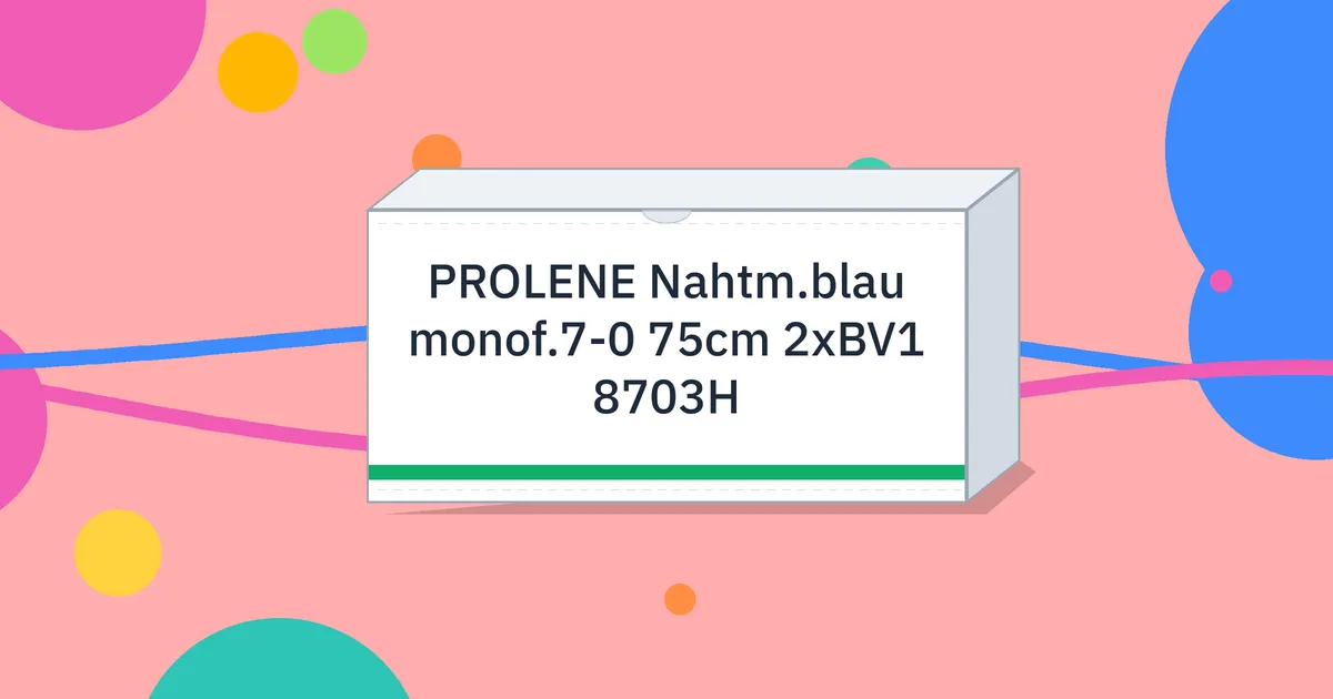 Symbolbild: Packung mit der Aufschrift PROLENE Nahtm.blau monof.7-0 75cm 2xBV1 8703H (PZN 20173300) – Verfügbarkeit und Bezug in Apotheken in Frankfurt am Main