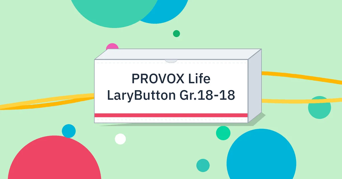 Symbolbild: Packung mit der Aufschrift PROVOX Life LaryButton Gr.18-18 (PZN 19625493) – Verfügbarkeit und Bezug in Apotheken in Frankfurt am Main