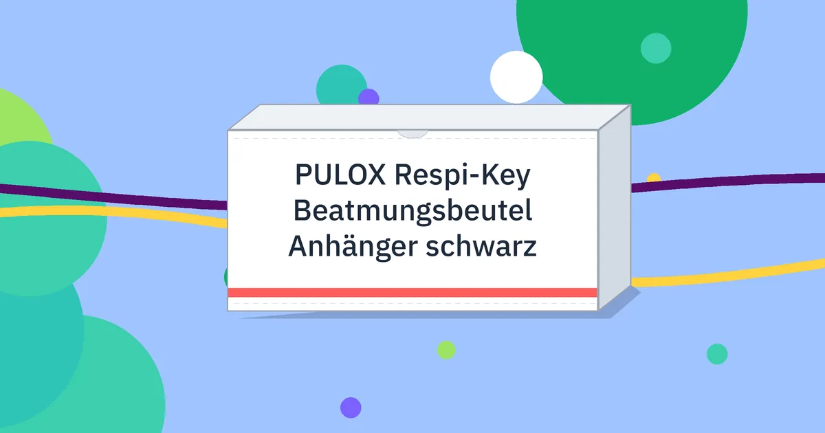 Symbolbild: Packung mit der Aufschrift PULOX Respi-Key Beatmungsbeutel Anhänger schwarz (PZN 08430875) – Verfügbarkeit und Bezug in Apotheken in Frankfurt am Main
