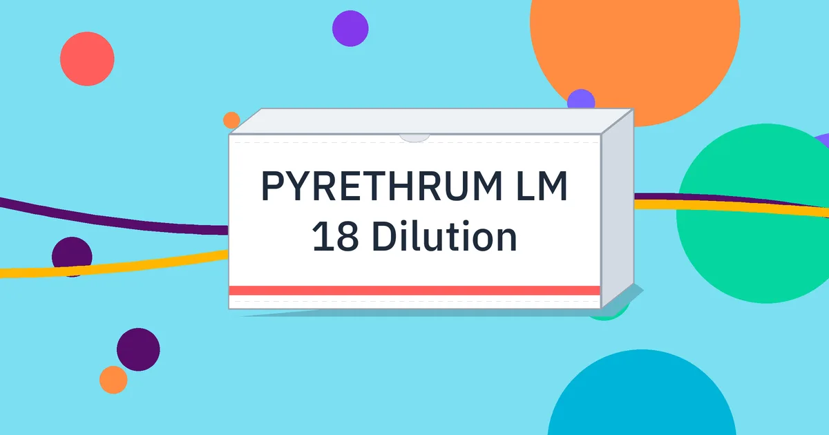 Symbolbild: Packung mit der Aufschrift PYRETHRUM LM 18 Dilution (PZN 13671859) – Verfügbarkeit und Bezug in Apotheken in Frankfurt am Main