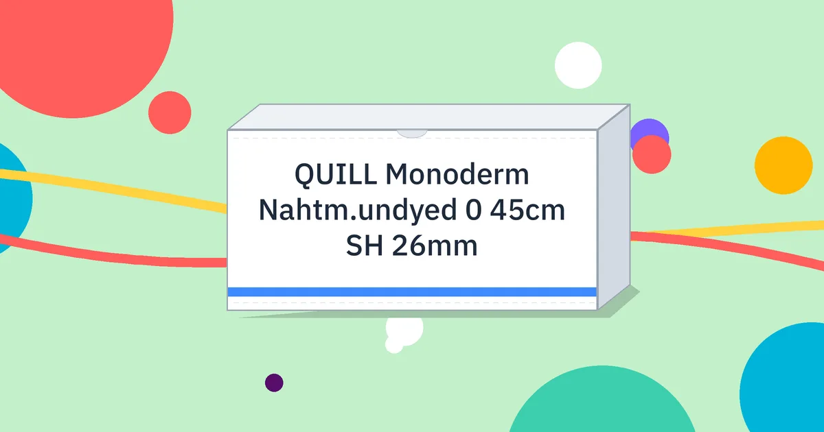 Symbolbild: Packung mit der Aufschrift QUILL Monoderm Nahtm.undyed 0 45cm SH 26mm (PZN 17987884) – Verfügbarkeit und Bezug in Apotheken in Frankfurt am Main
