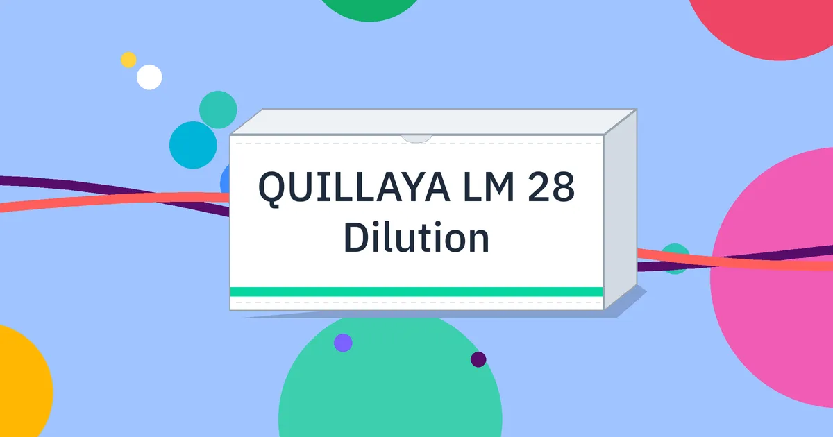 Symbolbild: Packung mit der Aufschrift QUILLAYA LM 28 Dilution (PZN 13675231) – Verfügbarkeit und Bezug in Apotheken in Frankfurt am Main