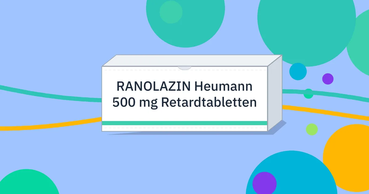 Symbolbild: Packung mit der Aufschrift RANOLAZIN Heumann 500 mg Retardtabletten (PZN 18071414) – Verfügbarkeit und Bezug in Apotheken in Frankfurt am Main