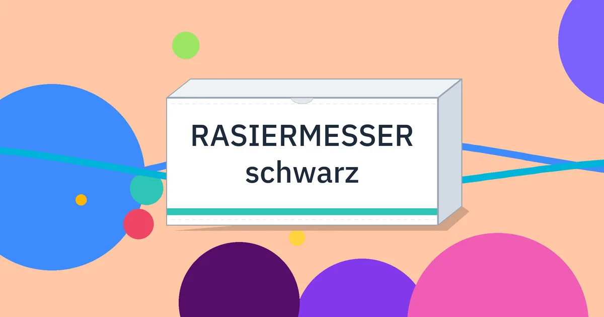 Symbolbild: Packung mit der Aufschrift RASIERMESSER schwarz (PZN 17245740) – Verfügbarkeit und Bezug in Apotheken in Frankfurt am Main