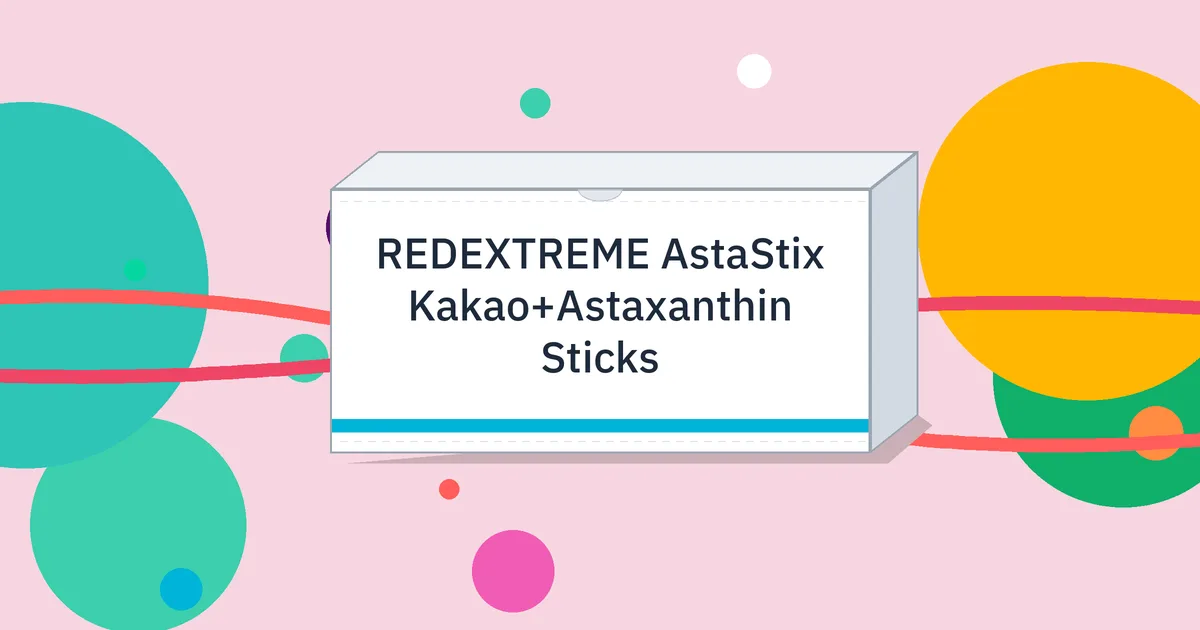 Symbolbild: Packung mit der Aufschrift REDEXTREME AstaStix Kakao+Astaxanthin Sticks (PZN 20012152) – Verfügbarkeit und Bezug in Apotheken in Frankfurt am Main