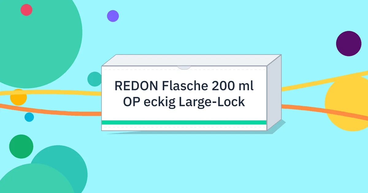 Symbolbild: Packung mit der Aufschrift REDON Flasche 200 ml OP eckig Large-Lock (PZN 14318220) – Verfügbarkeit und Bezug in Apotheken in Frankfurt am Main