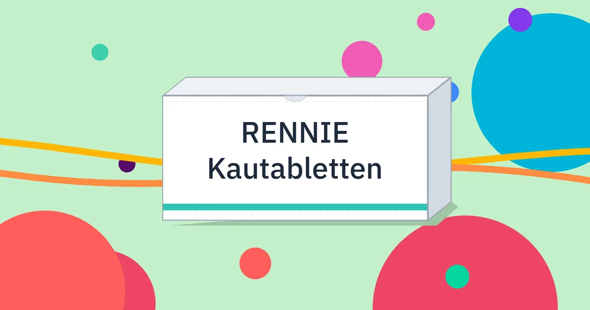 Symbolbild: Packung mit der Aufschrift RENNIE Kautabletten (PZN 13750493) – Verfügbarkeit und Bezug in Apotheken in Frankfurt am Main