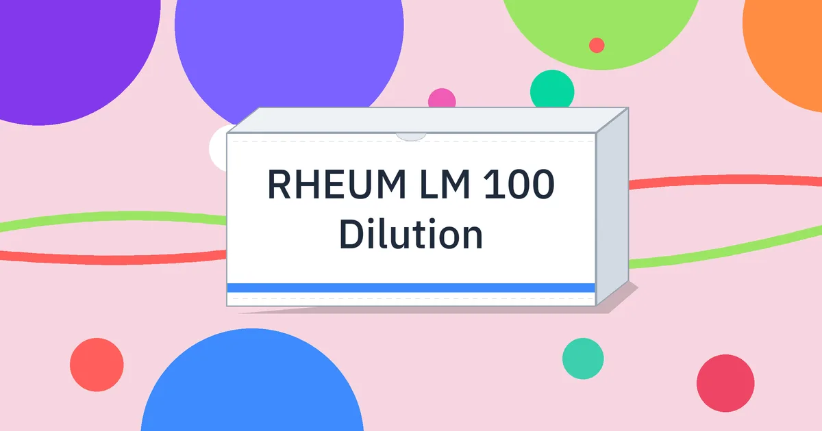 Symbolbild: Packung mit der Aufschrift RHEUM LM 100 Dilution (PZN 13049769) – Verfügbarkeit und Bezug in Apotheken in Frankfurt am Main