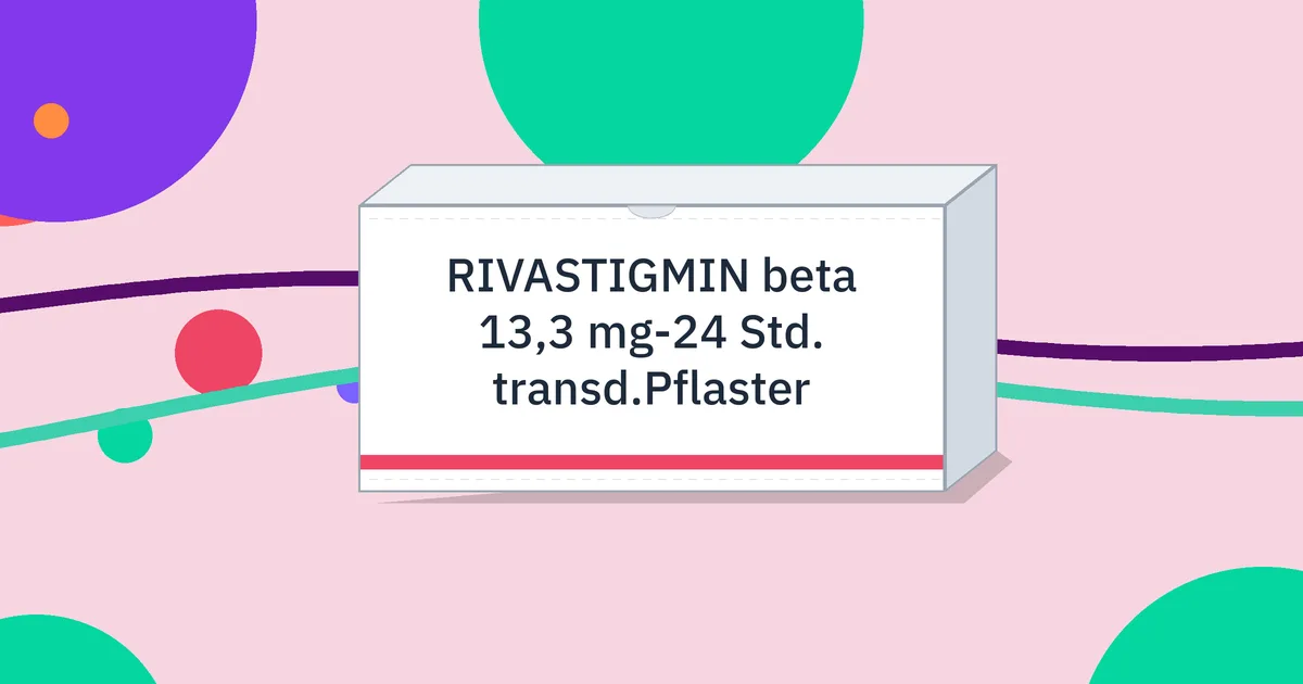 Symbolbild: Packung mit der Aufschrift RIVASTIGMIN beta 13,3 mg-24 Std. transd.Pflaster (PZN 09098207) – Verfügbarkeit und Bezug in Apotheken in Frankfurt am Main