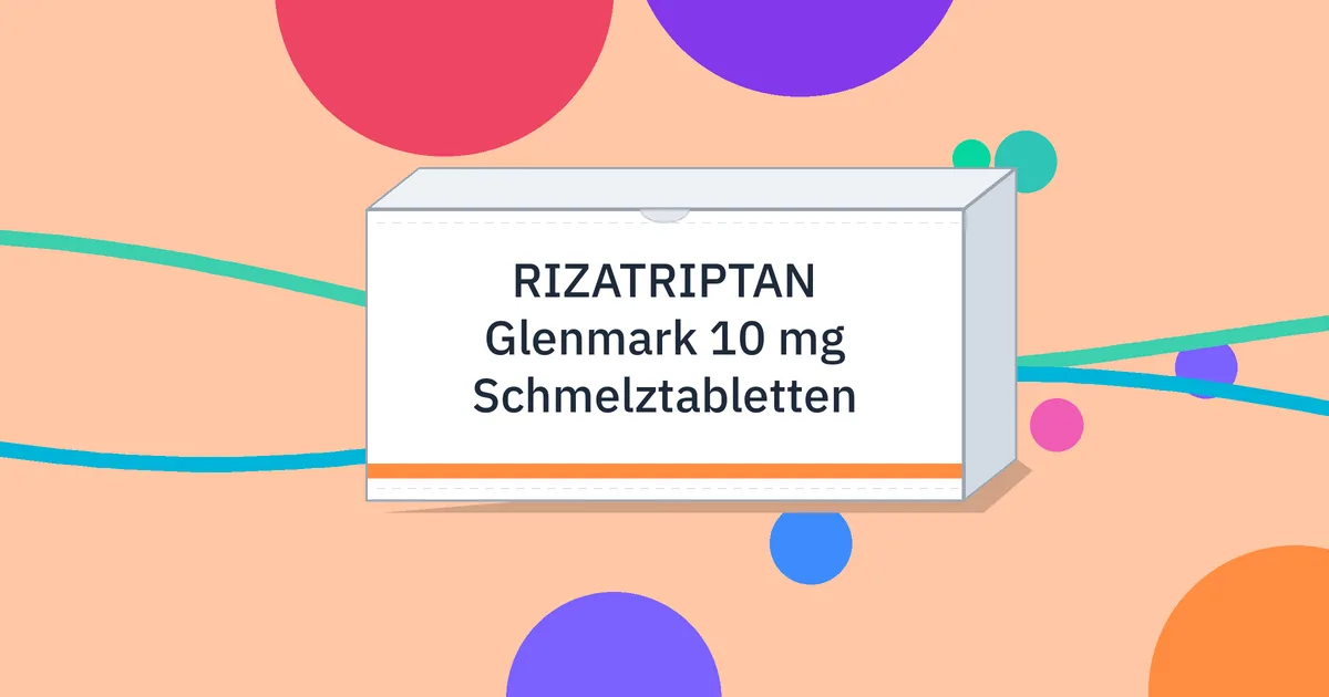 Symbolbild: Packung mit der Aufschrift RIZATRIPTAN Glenmark 10 mg Schmelztabletten (PZN 09947190) – Verfügbarkeit und Bezug in Apotheken in Frankfurt am Main