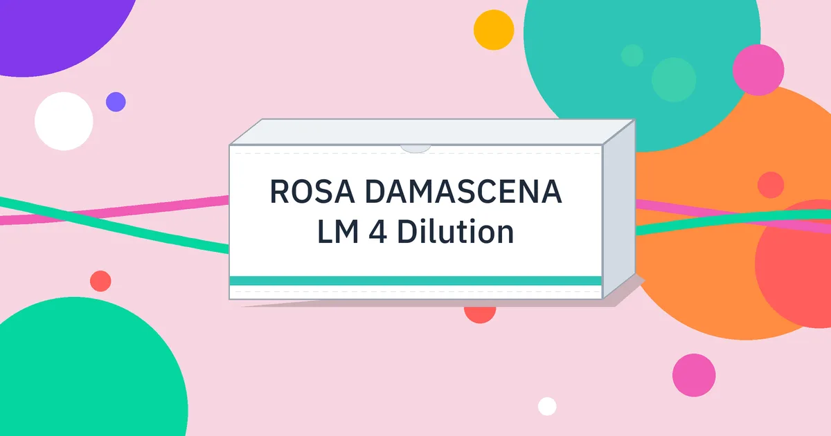 Symbolbild: Packung mit der Aufschrift ROSA DAMASCENA LM 4 Dilution (PZN 13056172) – Verfügbarkeit und Bezug in Apotheken in Frankfurt am Main