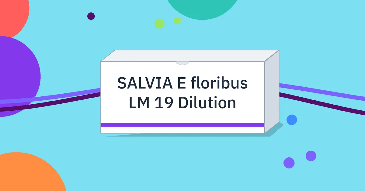 Symbolbild: Packung mit der Aufschrift SALVIA E floribus LM 19 Dilution (PZN 13179101) – Verfügbarkeit und Bezug in Apotheken in Frankfurt am Main