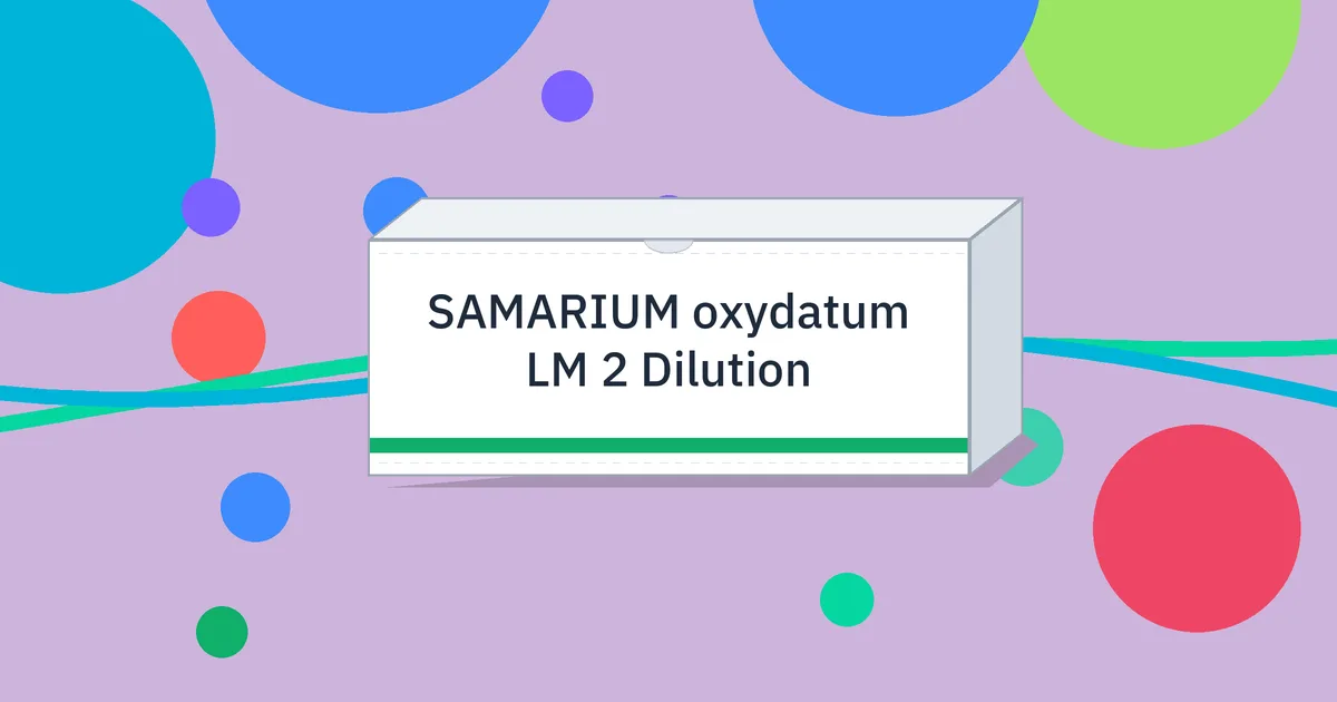 Symbolbild: Packung mit der Aufschrift SAMARIUM oxydatum LM 2 Dilution (PZN 13682314) – Verfügbarkeit und Bezug in Apotheken in Frankfurt am Main