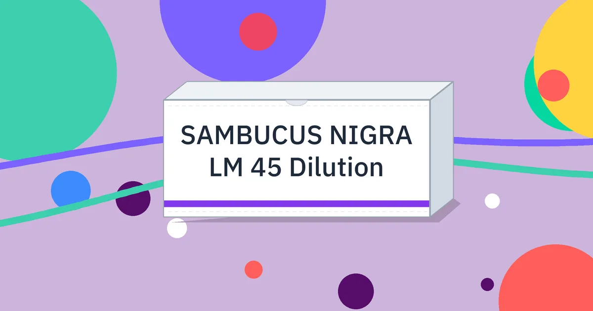 Symbolbild: Packung mit der Aufschrift SAMBUCUS NIGRA LM 45 Dilution (PZN 13181486) – Verfügbarkeit und Bezug in Apotheken in Frankfurt am Main