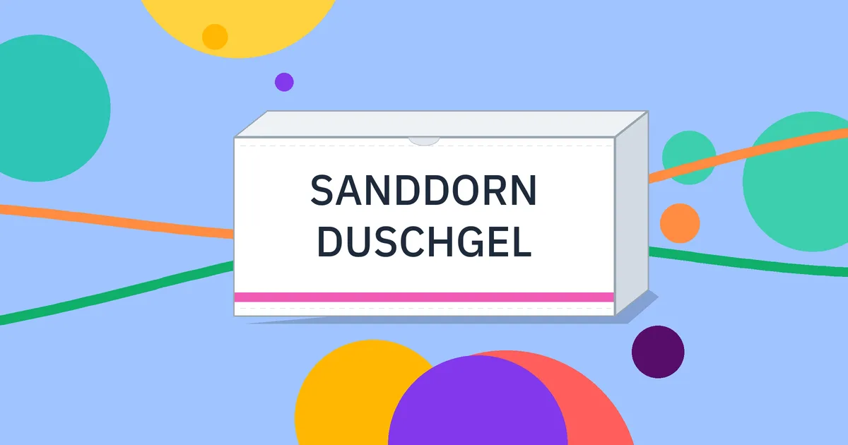 Symbolbild: Packung mit der Aufschrift SANDDORN DUSCHGEL (PZN 16335228) – Verfügbarkeit und Bezug in Apotheken in Frankfurt am Main