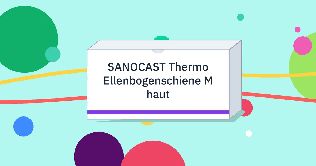 Symbolbild: Packung mit der Aufschrift SANOCAST Thermo Ellenbogenschiene M haut (PZN 15260818) – Verfügbarkeit und Bezug in Apotheken in Frankfurt am Main